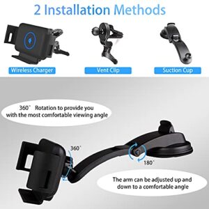 Wireless Car Charger Mount Compatible for Samsung Galaxy S23 Ultra/Z Fold 4/Z Fold 3/S22 Ultra/S21,10W Car Phone Holder for iPhone 14 Pro Max 13 12 11 Series, Auto Clamp Air Vent Galaxy Fold Car Mount