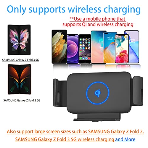 Wireless Car Charger Mount Compatible for Samsung Galaxy S23 Ultra/Z Fold 4/Z Fold 3/S22 Ultra/S21,10W Car Phone Holder for iPhone 14 Pro Max 13 12 11 Series, Auto Clamp Air Vent Galaxy Fold Car Mount