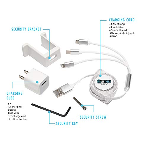 USBthere Cell Phone Charger Lock (1 Kit), Compatible with iPhone and Android, Keeps Cellular-Charging Cable and Cube Locked in Place