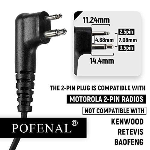 POFENAL RDM2070D CLS1110 CLS1410 Single-Wire Walkie Talkie Earpiece Compatible for Motorola CP200 GP2000 XU1100 PRO1150 MU12 Radio with PTT Mic Headset (C-Shaped)