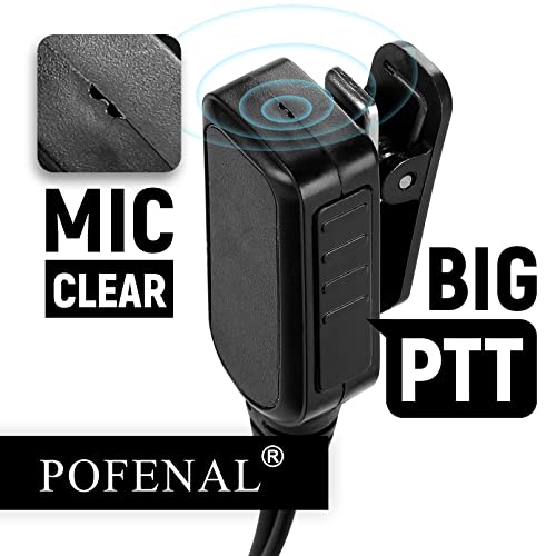 POFENAL RDM2070D CLS1110 CLS1410 Single-Wire Walkie Talkie Earpiece Compatible for Motorola CP200 GP2000 XU1100 PRO1150 MU12 Radio with PTT Mic Headset (C-Shaped)