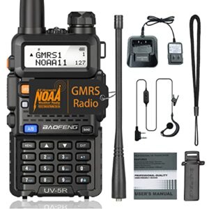 baofeng uv-5r gmrs radio handheld outdoors long range two way radio rechargeable(upgrade of baofeng uv-5r), noaa weather radio walkie talkie for adults