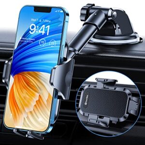 desertwest [original mechanical arm] phone mount for car dashboard & windshield universal car phone holder with strong suction cup base fit for iphone 14 pro max 13 12x xs, galaxy s23 s22 all phones