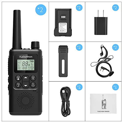 walkie talkies,NOAA walkie talkies for Adults Long Range with Earpiece,Weather Alerts Handfree walkie Talkie Rechargeable with Type-c Charging, Dual Watch,License Free Portable Two Way radios(2 Pack)