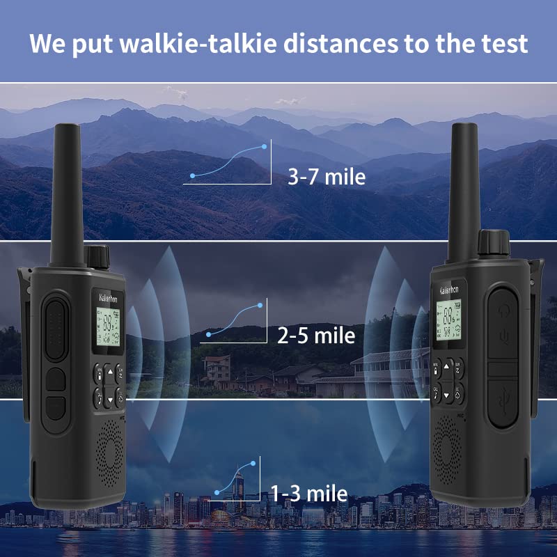 walkie talkies,NOAA walkie talkies for Adults Long Range with Earpiece,Weather Alerts Handfree walkie Talkie Rechargeable with Type-c Charging, Dual Watch,License Free Portable Two Way radios(2 Pack)