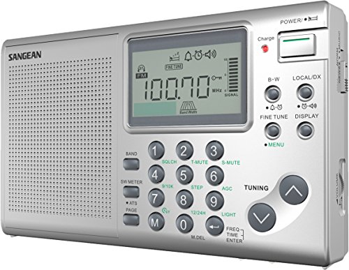 Sangean ATS-405 FM-Stereo/AM/Short Wave World Band Receiver, Silver