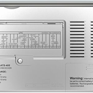 Sangean ATS-405 FM-Stereo/AM/Short Wave World Band Receiver, Silver