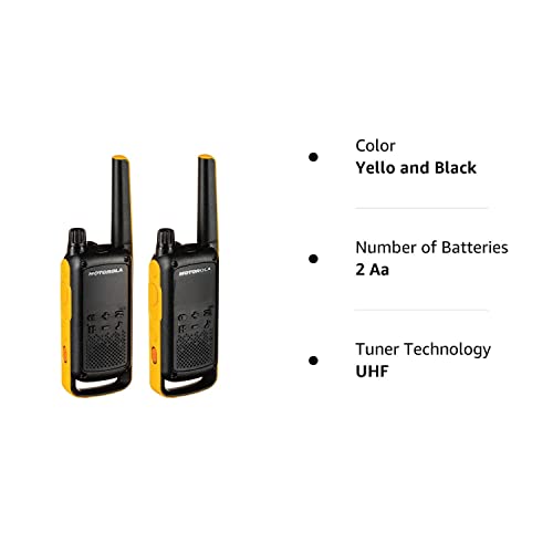 Motorola Solutions T470 Two-Way Radio Black W/Yellow Rechargeable Two Pack