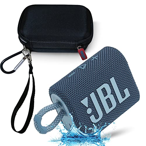 JBL GO 3 Waterproof Ultra Portable Bluetooth Speaker Bundle with Megen Hardshell Case (Blue)