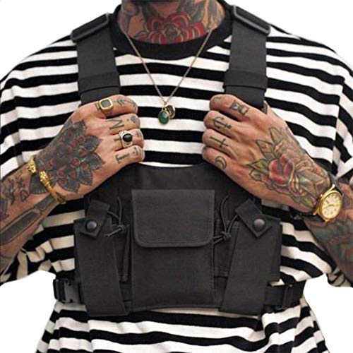 Croogo Universal Hands Free Radio Front Pack Pouch Hiphop Bag Chest Rig Vest Bag Harness Bag Two Way Radio Walkie Talkie Vest