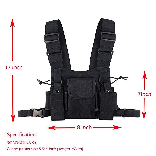 Croogo Universal Hands Free Radio Front Pack Pouch Hiphop Bag Chest Rig Vest Bag Harness Bag Two Way Radio Walkie Talkie Vest