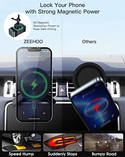 [Semiconductor Cooling] MagSafe Car Charger, ZeeHoo MagSafe Car Mount Charger Wireless Fast Charging for iPhone 14 13 12 Pro Max Mini,15W Cooling Charging Air Vent Phone Holder