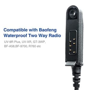 BAOFENG IP54 Waterproof Speaker Microphone Handheld Remote Shoulder Mic UV-9R UV-9R Plus UV-9RPRO UV-9G GMRS-9R UV-XR GT-3WP BF-A58 BF-9700 R760 Ham Waterproof Two Way Radio