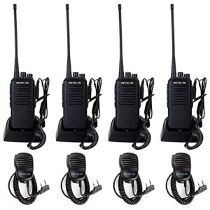 retevis rt1 handheld radios two way long range,strong penetration 2 way radio with 3000mah rechargeable,vox adjustable professional walkie talkies with earpiece and mic set(4 pack)