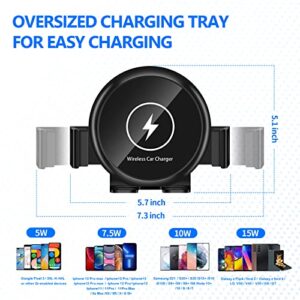 Wireless Car Charger, YUPENLAI 20W Three Coils Fast Charging Auto Clamping Car Mount for Dashboard & Air Vent, Compatible with Galaxy Z Fold 4/3/2/S23 Ultra, iPhone 14 Pro Max with Cooling Fan