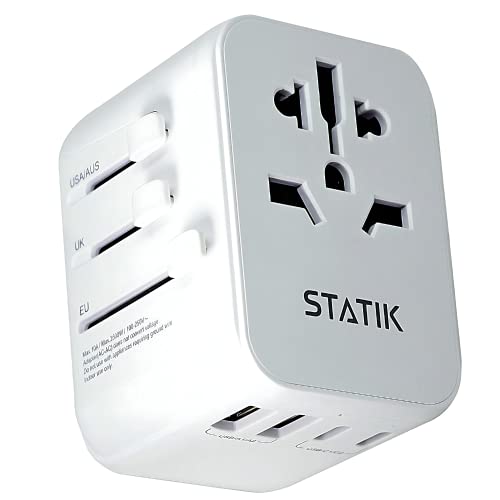 Statik GloboCharge Universal Travel Adapter to Over 200 Countries, 30W International Plug Adapter, 5 USB Ports Wall Charger with Type A & Type C, Fast Charging Worldwide Power Plug Adapter