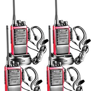 Arcshell Rechargeable Long Range Two-Way Radios with Earpiece 4 Pack Walkie Talkies Li-ion Battery and Charger Included