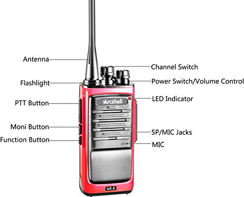 Arcshell Rechargeable Long Range Two-Way Radios with Earpiece 4 Pack Walkie Talkies Li-ion Battery and Charger Included