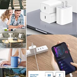 Apple Charger, 3Pack USB C Charger Block [Apple MFi Certified] USB C Wall Charger PD 3.0 USB C Adapter with Type C Charger Fast Charging Plug for iPhone 14/13/12/11/X, iPad/iPad Pro/iPad Mini/iPad Air