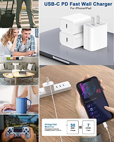 Apple Charger, 3Pack USB C Charger Block [Apple MFi Certified] USB C Wall Charger PD 3.0 USB C Adapter with Type C Charger Fast Charging Plug for iPhone 14/13/12/11/X, iPad/iPad Pro/iPad Mini/iPad Air