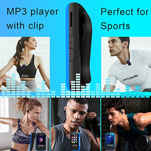 16GB Clip Mp3 Player with Bluetooth 5.0 - pebuwet Portable Digital Music Player MP3 MP4 Player with Clip for Kids with USB-C for Sports Running Super Light Wearable Small Walkman Player