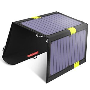 x-dragon monocrystalline portable solar panel 20w dual usb ports (5v2a,overall 3a) foldable solar charger for portable laptop cellphone, notebook, tablet, camping (5v 20w)