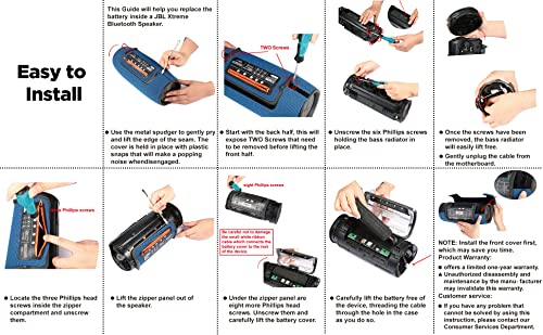 rapthor 10000mAh Replacement Battery for JBL Xtreme Bluetooth Speaker fits JBL GSP0931134 High Capacity Li-Polymer Replacement Battery with DIY Tools