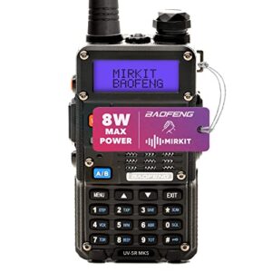 baofeng uv-5r mk5 (3rd gen of uv-5r) 8 watt max power. mirkit edition full kit ham radio with baofeng battery 1800 mah & lanyard & mirkit channel-list & usa warranty