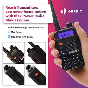 BAOFENG UV-5R MK5 (3rd Gen of UV-5R) 8 Watt Max Power. Mirkit Edition Full Kit Ham Radio with Baofeng Battery 1800 mAh & Lanyard & Mirkit Channel-List & USA Warranty