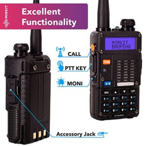 BAOFENG UV-5R MK5 (3rd Gen of UV-5R) 8 Watt Max Power. Mirkit Edition Full Kit Ham Radio with Baofeng Battery 1800 mAh & Lanyard & Mirkit Channel-List & USA Warranty