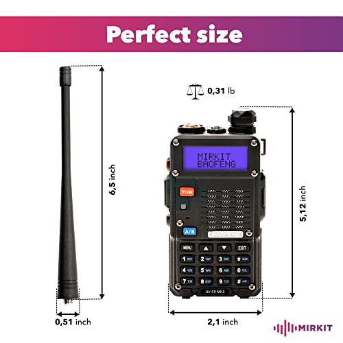 BAOFENG UV-5R MK5 (3rd Gen of UV-5R) 8 Watt Max Power. Mirkit Edition Full Kit Ham Radio with Baofeng Battery 1800 mAh & Lanyard & Mirkit Channel-List & USA Warranty