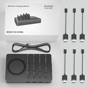 Wireless Charging Station for Multiple Devices, 5 in 1 Fast Qi Charging Dock Station with 10W Max Wireless Charger and 4 USB Ports,Quick Charger PD 3.0 20W for iPhone/iPad/Samsung/Android (Black)