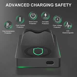 Wireless Charging Station for Multiple Devices, 5 in 1 Fast Qi Charging Dock Station with 10W Max Wireless Charger and 4 USB Ports,Quick Charger PD 3.0 20W for iPhone/iPad/Samsung/Android (Black)