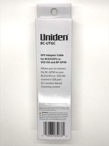 Uniden BC-UTGC GPS USB Cable for use with BCD325P2 Handheld TrunkTracker V Scanner, SDS100 True I/Q Digital Handheld Scanner and BC-GPSK Serial GPS Receiver