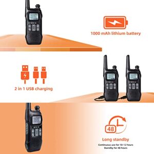 Retevis RT16 Walkie Talkies for Adults, Long Range Rechargeable Two Way Radio, NOAA Weather Alert VOX, 1000mAh Li-ion Battery and Lanyard, for Camping Hiking Outdoor Indoor(4 Pack)