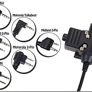 U94 PTT Military Adapter Mobile 2 Pin 7.0mm Plug Push to Talk for Kenwood/Baofeng Radio