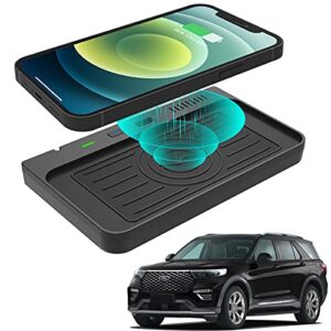 wireless car charger for ford explorer center console accessories 2023 2022 2021 2020, with usb ports compatible wireless charging pad fit for explorer 2020-2023