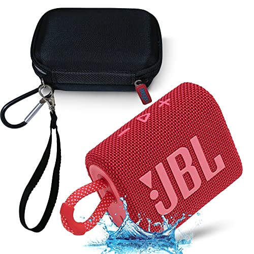 JBL GO 3 Waterproof Ultra Portable Bluetooth Speaker Bundle with Megen Hardshell Case (Red)