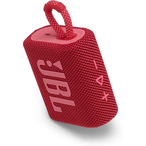 JBL GO 3 Waterproof Ultra Portable Bluetooth Speaker Bundle with Megen Hardshell Case (Red)