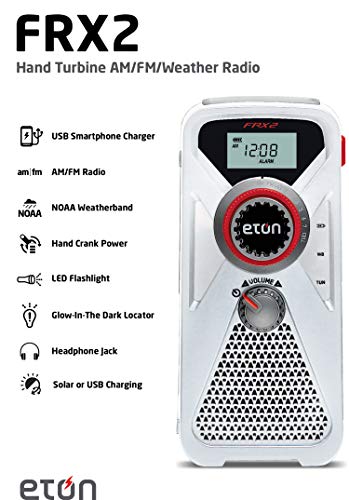 Eton American Red Cross FRX2 Hand Turbine AM/FM/NOAA Weather Radio with USB Smartphone Charger and LED Flashlight