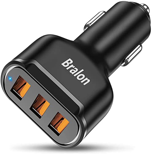 USB Car Charger,Bralon 24W/4.8A 3-Port Fast Car Charger Smart Phone Car Charger Compatible with iPhone 11/11 Pro(Max)/XS(Max)/X/8 7 6 S Plus,Galaxy Note S10 S9 S8 S7 S6,iPad,Mp3&More