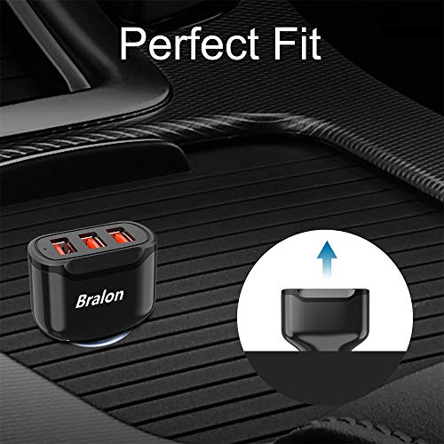 USB Car Charger,Bralon 24W/4.8A 3-Port Fast Car Charger Smart Phone Car Charger Compatible with iPhone 11/11 Pro(Max)/XS(Max)/X/8 7 6 S Plus,Galaxy Note S10 S9 S8 S7 S6,iPad,Mp3&More