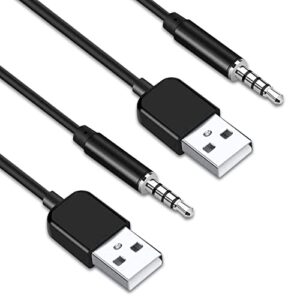 coomoors usb to 3.5mm jack audio adapter 2 pack, male aux audio jack to usb 2.0 male charge cable adapter cord for ipod shuffle mp3 player headphones speakers and other devices(3.3ft)