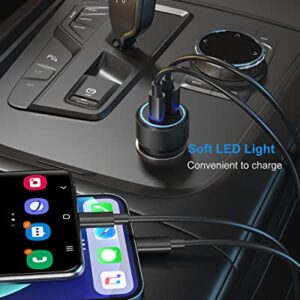 36W USB C Car Charger, OKRAY 4-Pack Fast Charging USB Type C Car Charger, PD3.0+QC3.0 Dual Port Cigarette Lighter Adapter with LED Compatible iPhone 14/13/12/11/ iPad, Samsung Galaxy S22/21 Note20/10