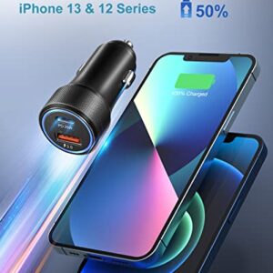 36W USB C Car Charger, OKRAY 4-Pack Fast Charging USB Type C Car Charger, PD3.0+QC3.0 Dual Port Cigarette Lighter Adapter with LED Compatible iPhone 14/13/12/11/ iPad, Samsung Galaxy S22/21 Note20/10