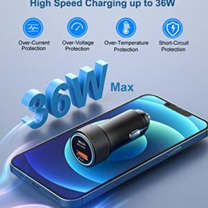 36W USB C Car Charger, OKRAY 4-Pack Fast Charging USB Type C Car Charger, PD3.0+QC3.0 Dual Port Cigarette Lighter Adapter with LED Compatible iPhone 14/13/12/11/ iPad, Samsung Galaxy S22/21 Note20/10