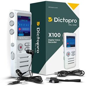 Dictopro Digital Voice Activated Recorder Easy HD Recording of Lectures and Meetings with Double Microphone, Noise Reduction Audio, Sound, Portable Mini Tape Dictaphone, MP3, USB, 8GB