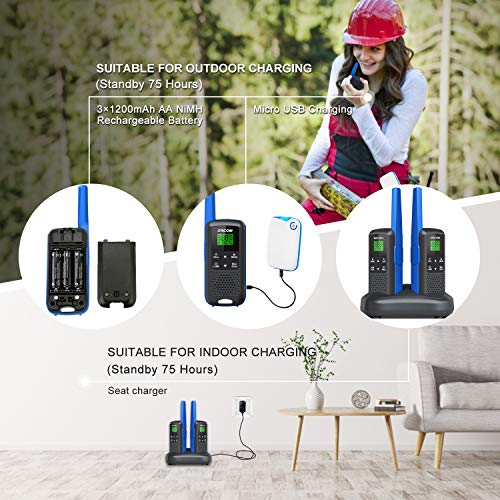 Walkie Talkies - GOCOM G600 FRS Two Way Radio for Adults 2W Long Range Walkie Talkie Rechargeable, VOX Scan, NOAA & Weather Alerts, LED Lamplight 2 Pack Hand held radios