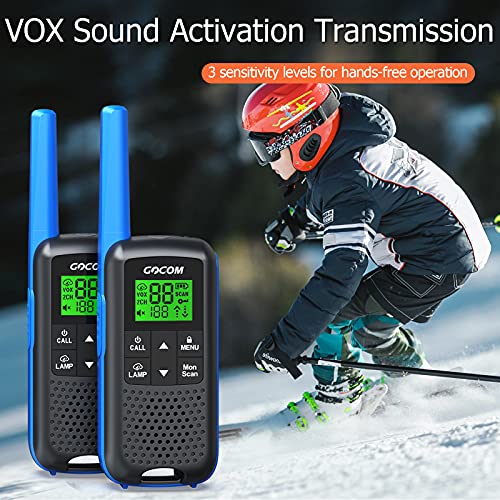 Walkie Talkies - GOCOM G600 FRS Two Way Radio for Adults 2W Long Range Walkie Talkie Rechargeable, VOX Scan, NOAA & Weather Alerts, LED Lamplight 2 Pack Hand held radios