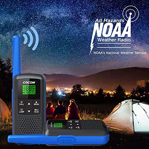 Walkie Talkies - GOCOM G600 FRS Two Way Radio for Adults 2W Long Range Walkie Talkie Rechargeable, VOX Scan, NOAA & Weather Alerts, LED Lamplight 2 Pack Hand held radios